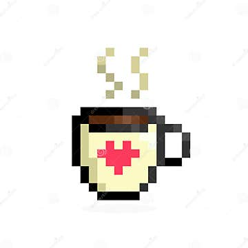 Pixel Coffee Cup Logo Image for Game Icon Stock Vector - Illustration ...