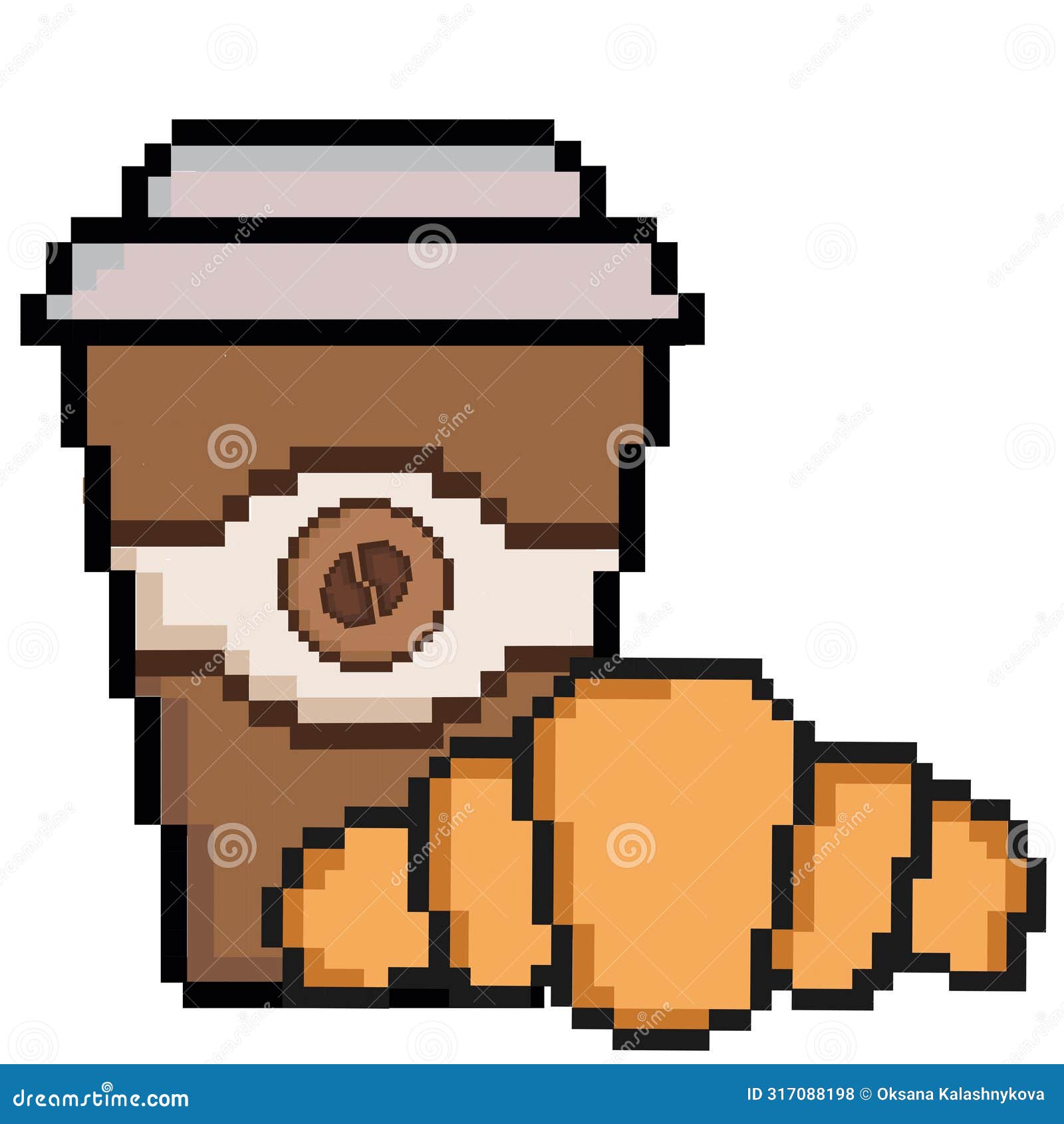 8 Bit Pixel Coffee Cup Logo Image For Game Assets And Beads Pattern ...