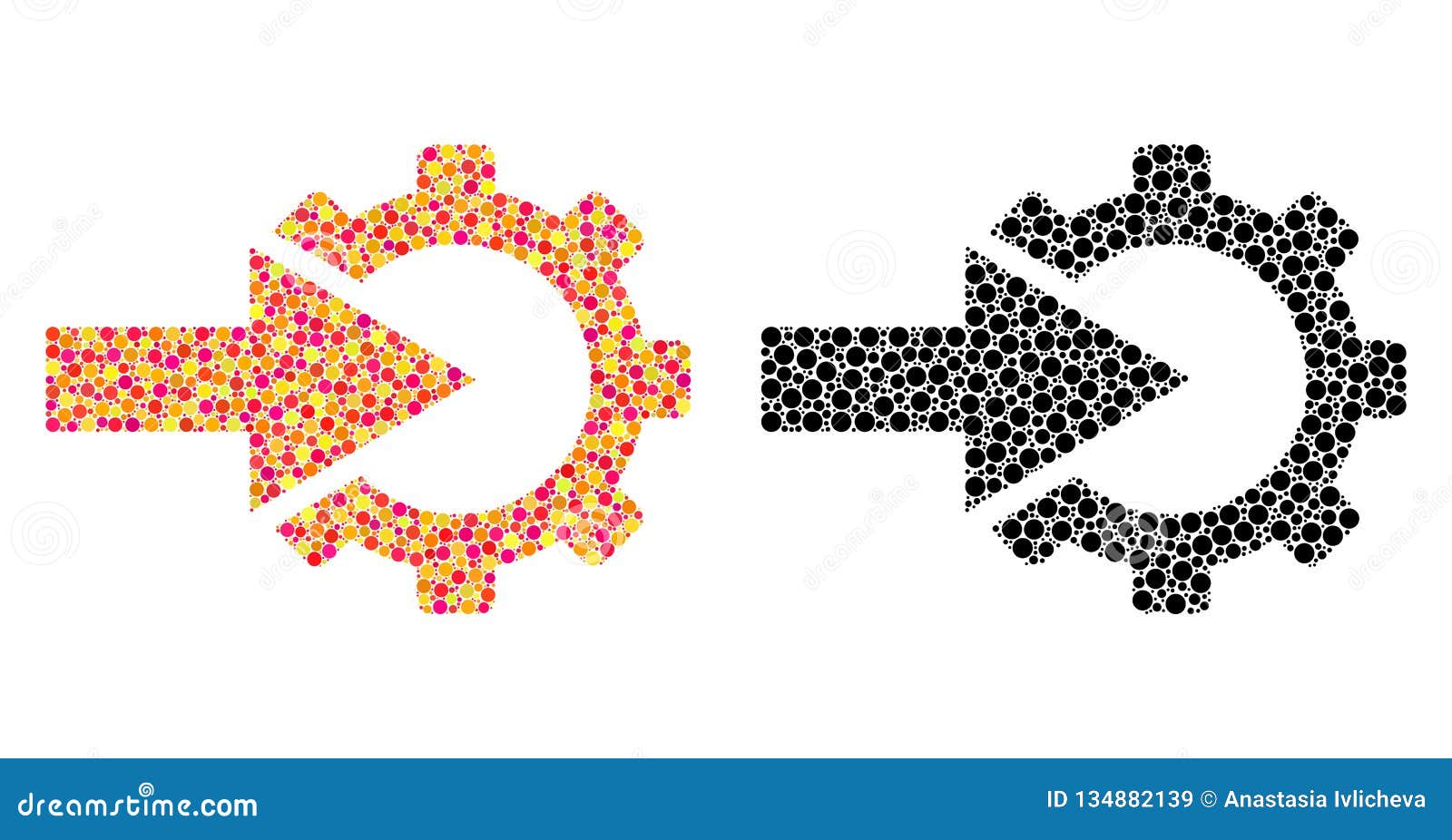 Pixel Cog Integration Mosaic Icons Stock Vector - Illustration of ...