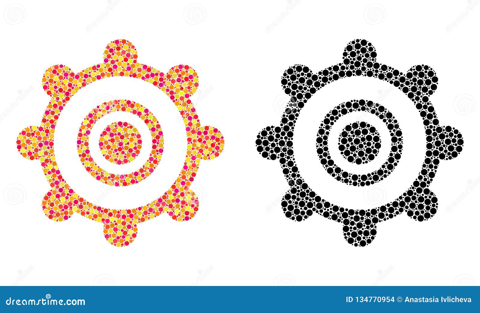 Dot Cog Wheel Mosaic Icons stock vector. Illustration of colored ...