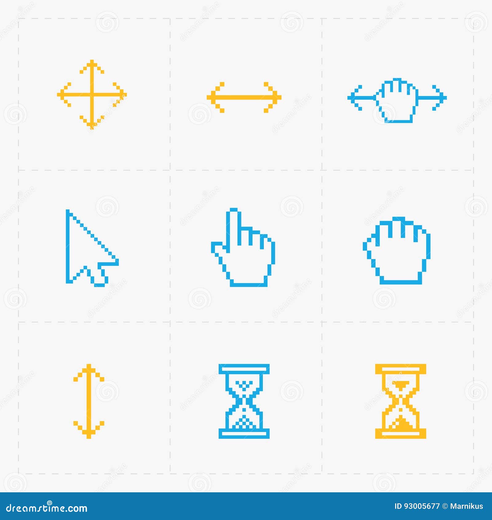 Pixel Colorful Cursors Icons On Black.Vector | CartoonDealer.com #58439133