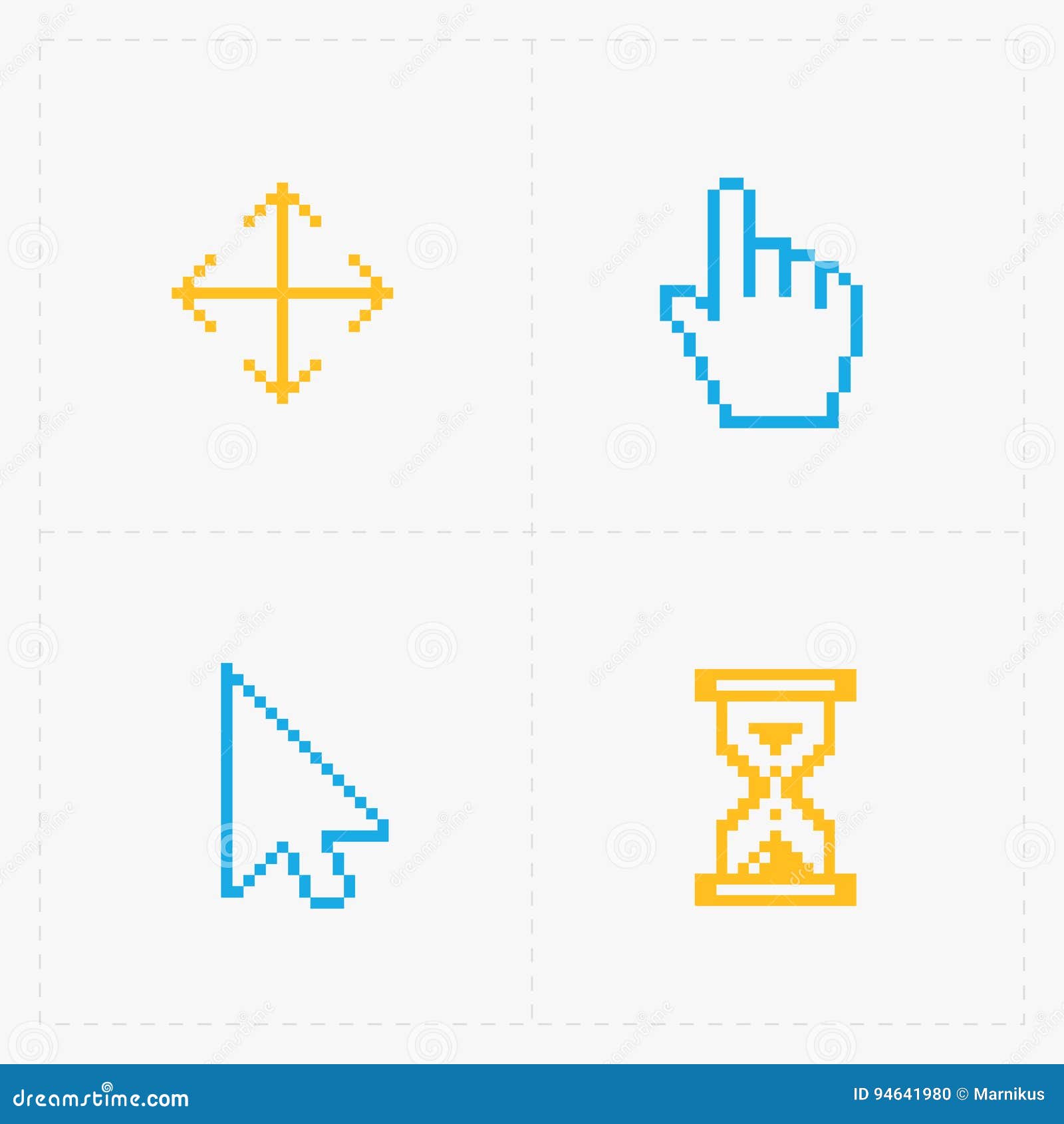 Pixel Colorful Cursors Icons on White.Vector Illustration Stock Vector ...