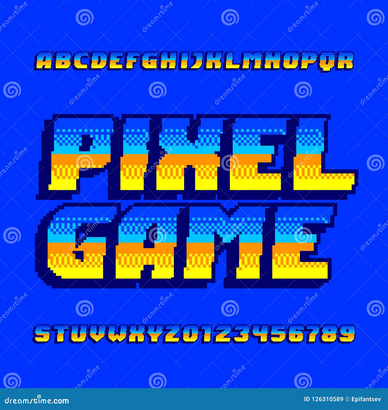 Pixel Computer Game Alphabet Font. Digital Gradient Letters and Numbers ... Pixel Computer Game Alphabet Font. Digital Gradient Letters and Numbers ...