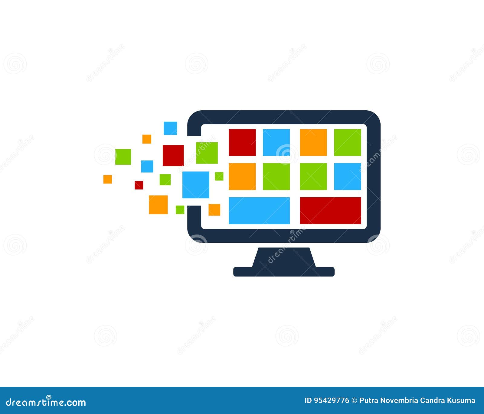 Pixel Computer Icon Logo Design Element Stock Vector - Illustration of ...