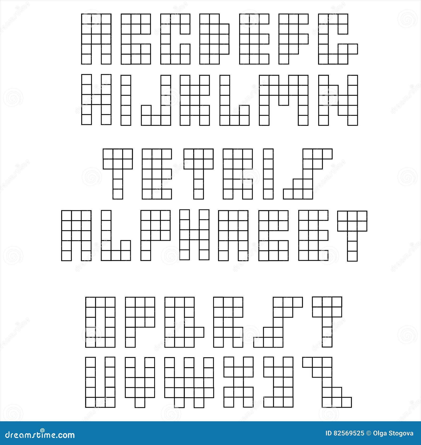 Pixel Constructive Retro Font. Transparent Module Alphabet Stock Vector ...
