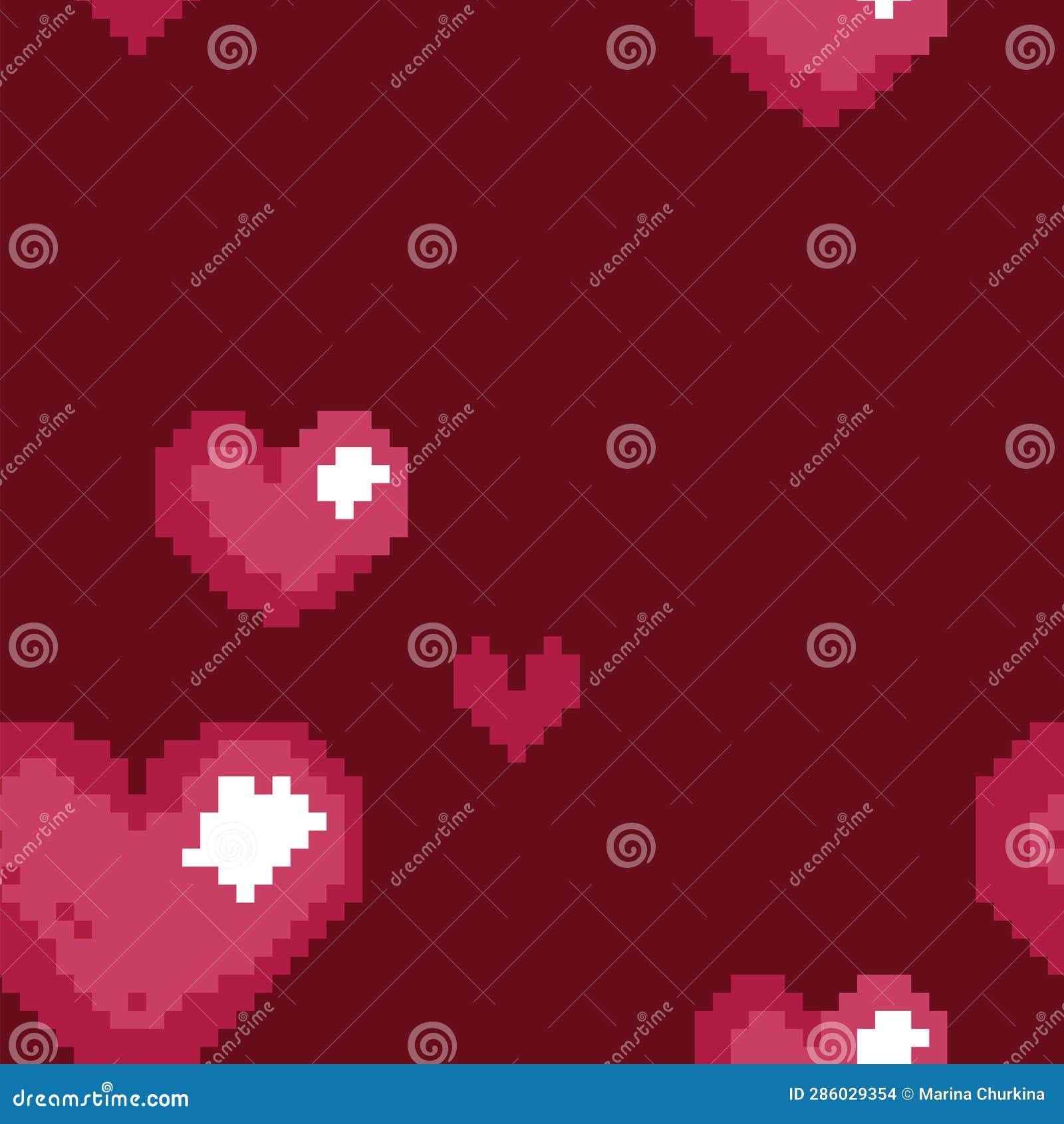 Pixel red hearts pattern stock vector. Illustration of wallpaper ...