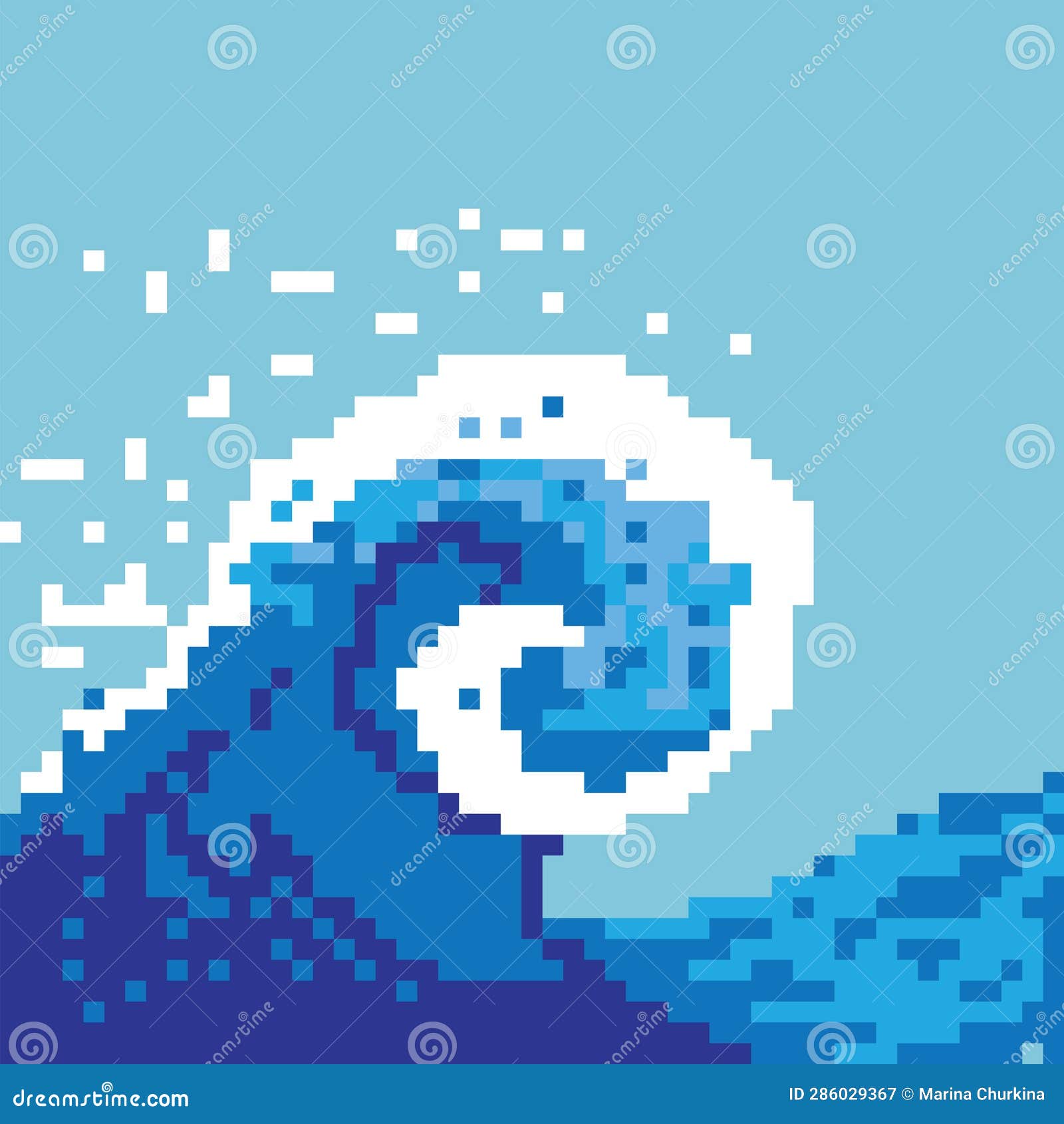 Pixel Sea Wave Illustration Stock Vector - Illustration of concept ...