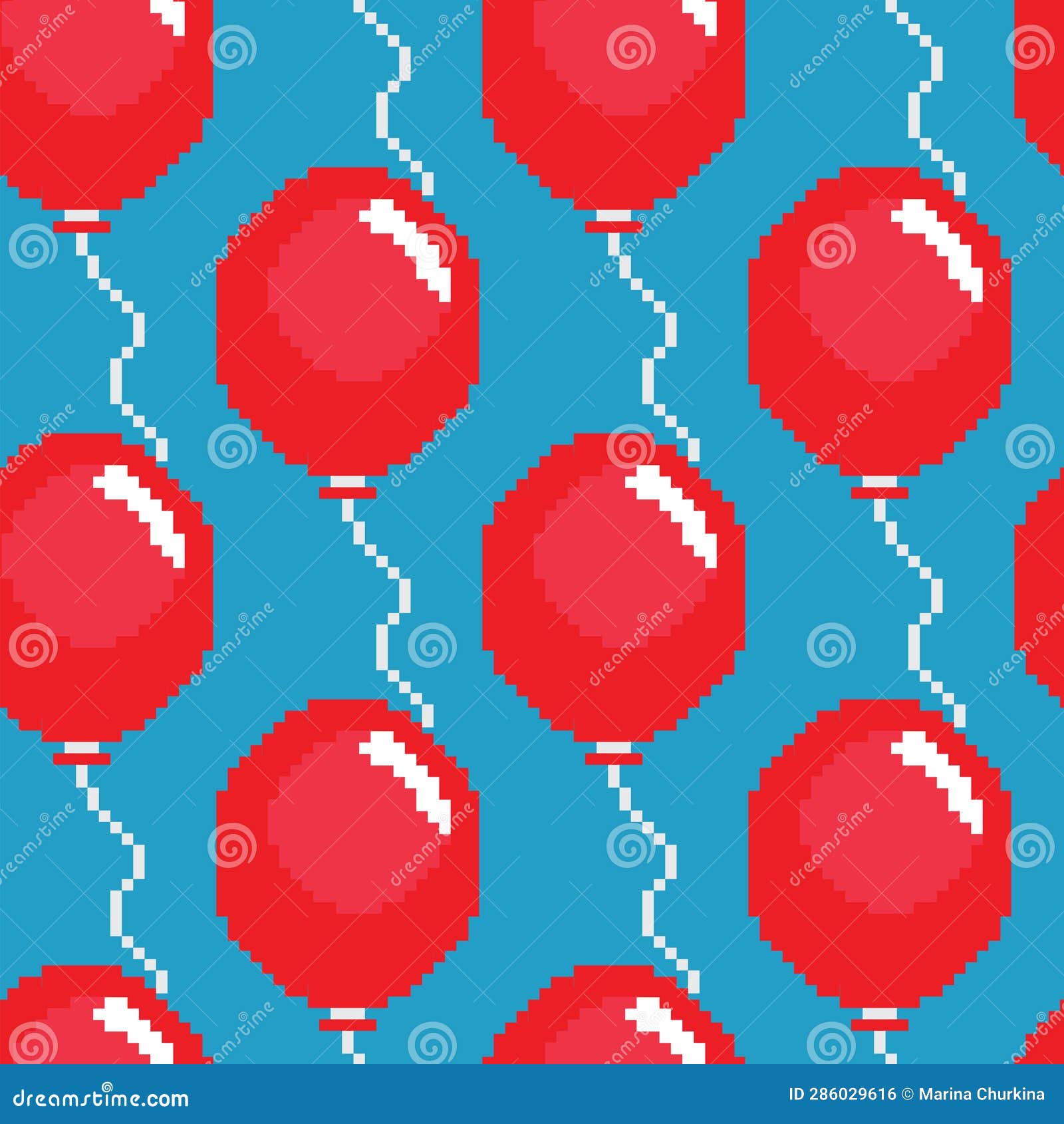 Pixel red balloon pattern stock vector. Illustration of ball - 286029616