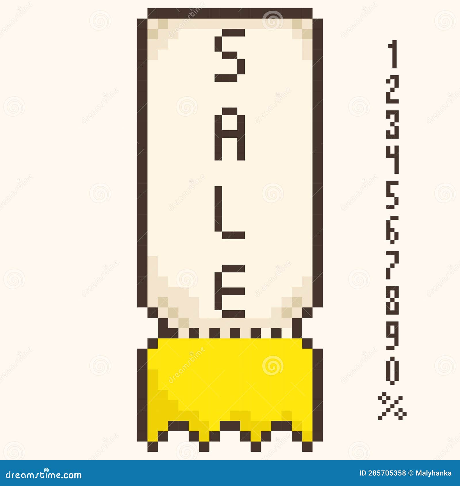 Pixel Coupon.Sale Ticket Template, Discount,bright 8-bit Coupon Stock ...