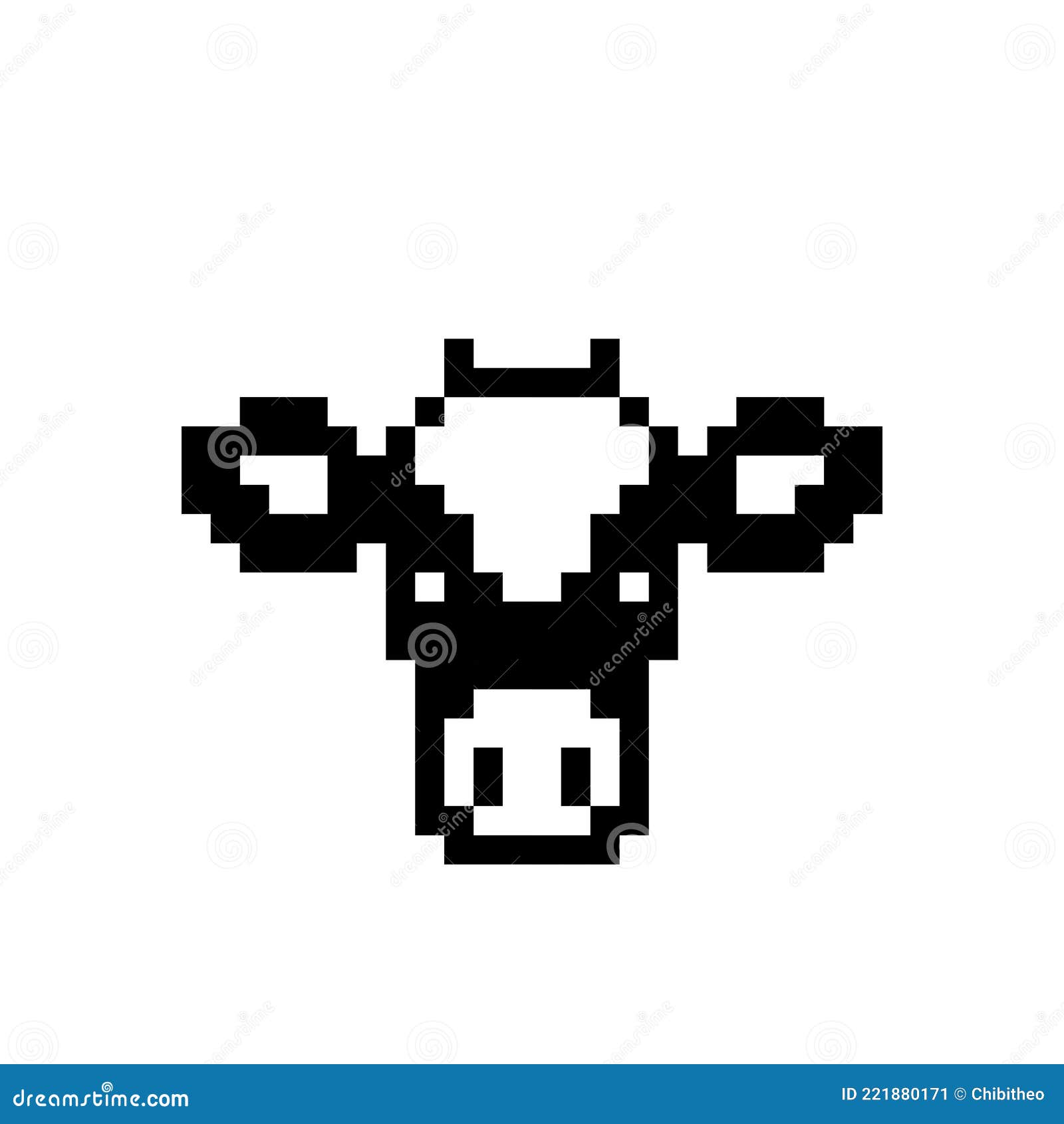 Pixel Head a Cow Image for 8 Bit Games Stock Vector - Illustration of ...
