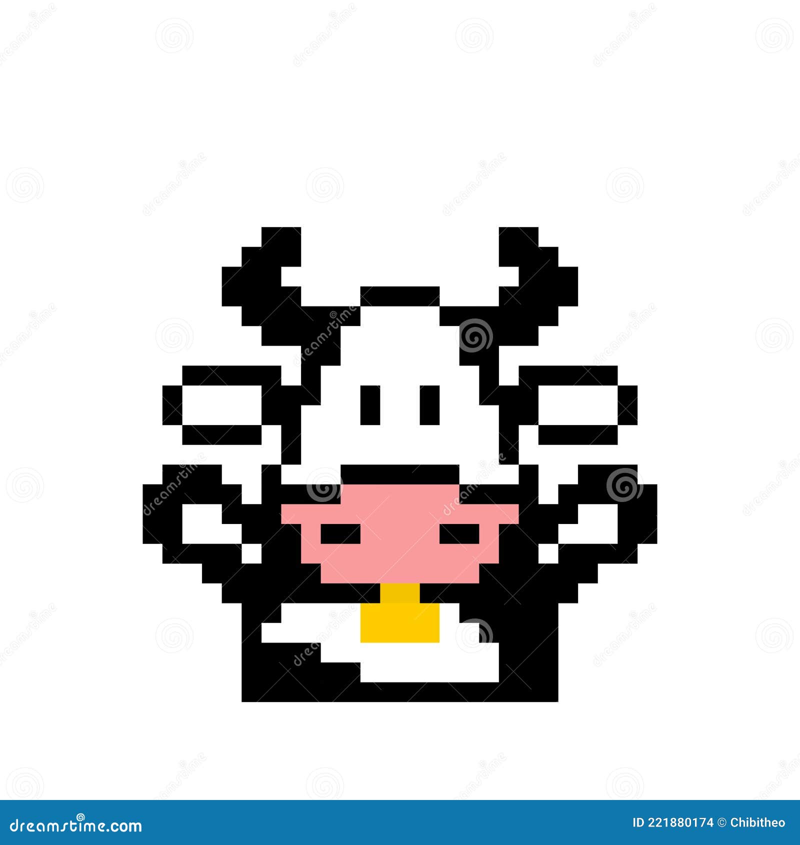 Pixel Cow Image for 8 Bit Games Stock Vector - Illustration of pixel ...