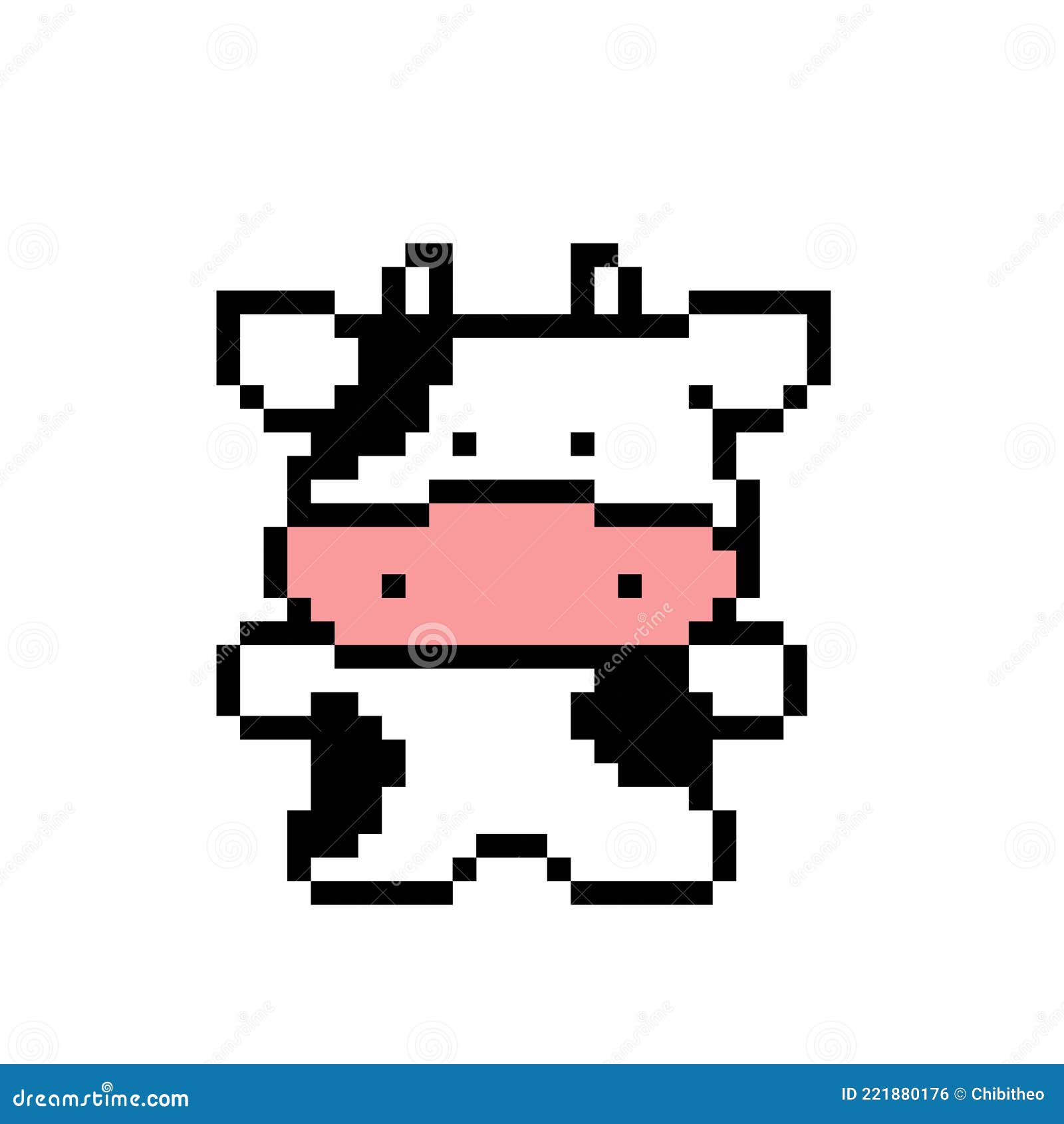 Pixel Cow Image for 8 Bit Games Stock Vector - Illustration of filled ...