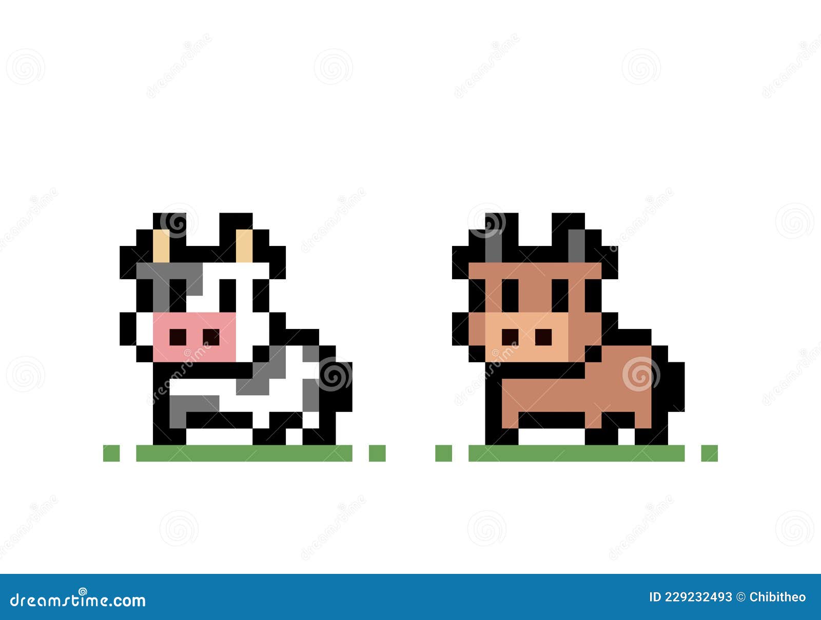 Pixel Cow Image for Game 8 Bit or Cross Stitch Pattern Stock Vector ...