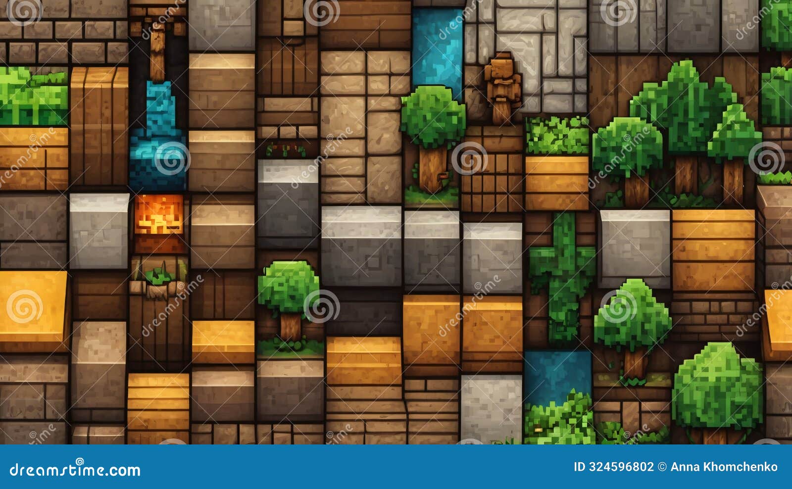 Pixel Craft Style Cubes . Concept of Game Ground Pixelated Craft ...