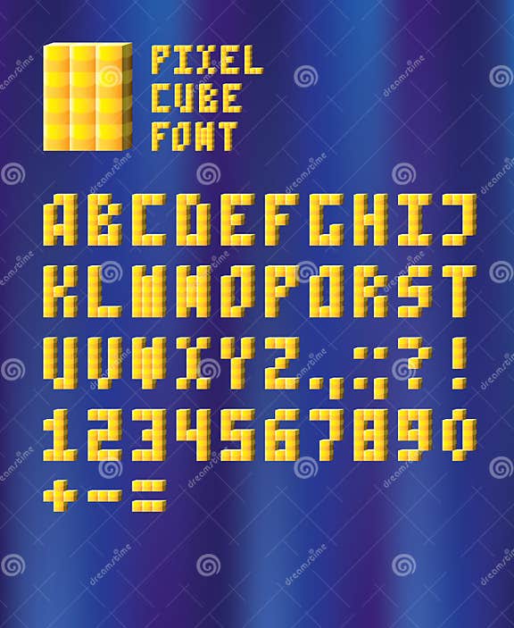 Pixel cube font stock vector. Illustration of character - 29136399