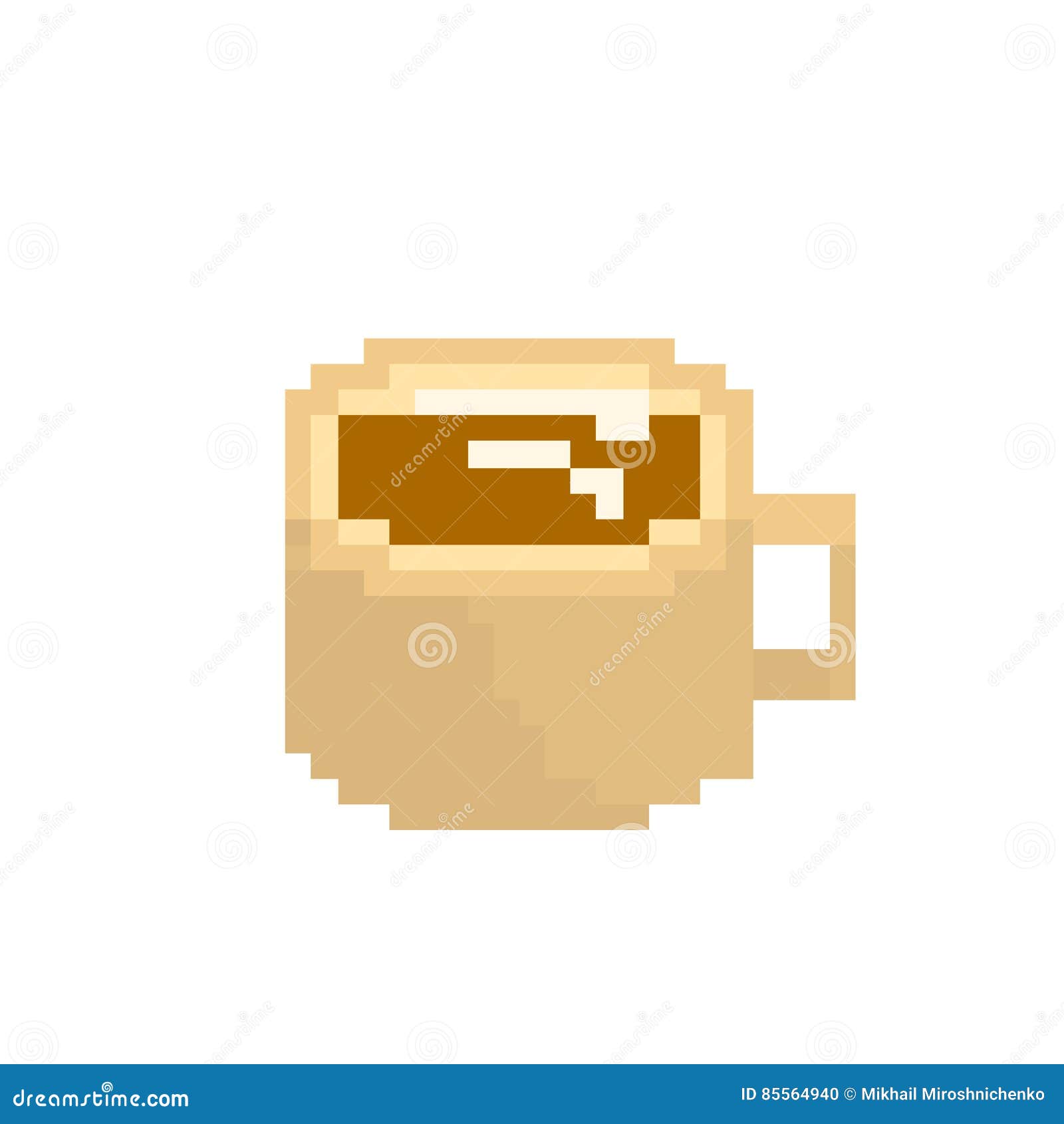 Pixel Cup of Coffee stock illustration. Illustration of icon - 85564940