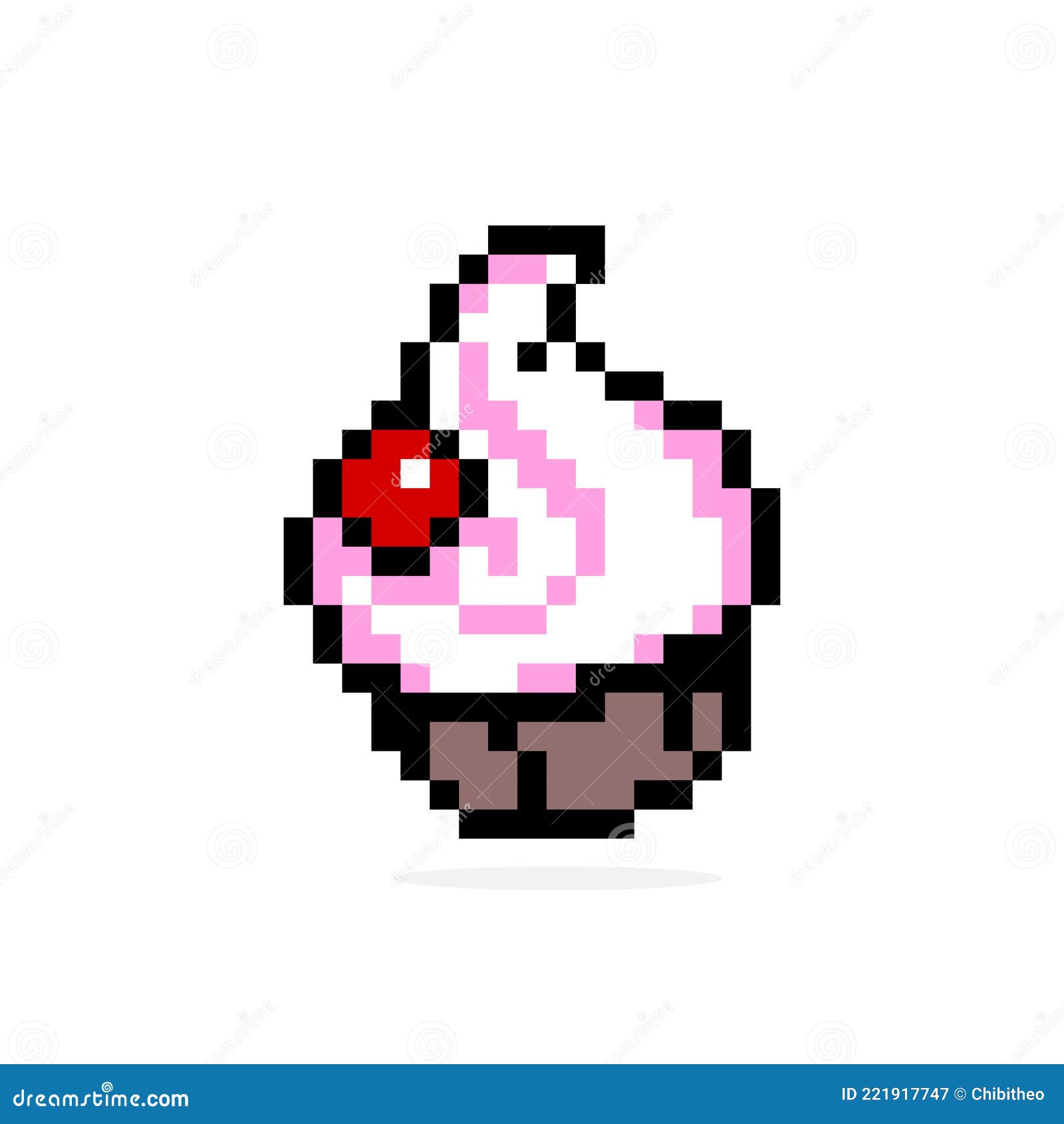 Pixel Cupcake Image for Game 8 Bit Stock Vector - Illustration of flat ...