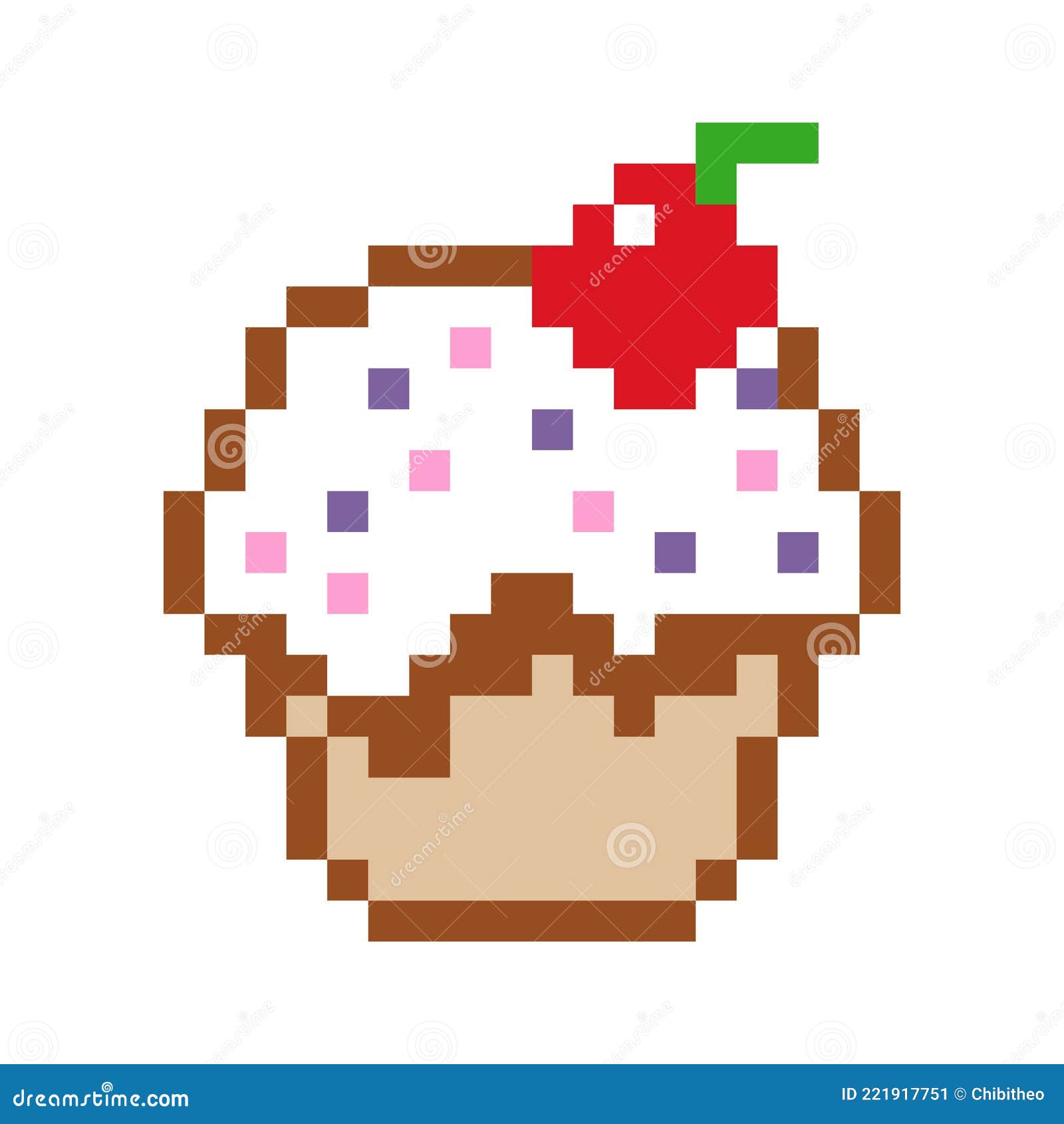 Pixel Cupcake Image for Game 8 Bit Stock Vector - Illustration of ...