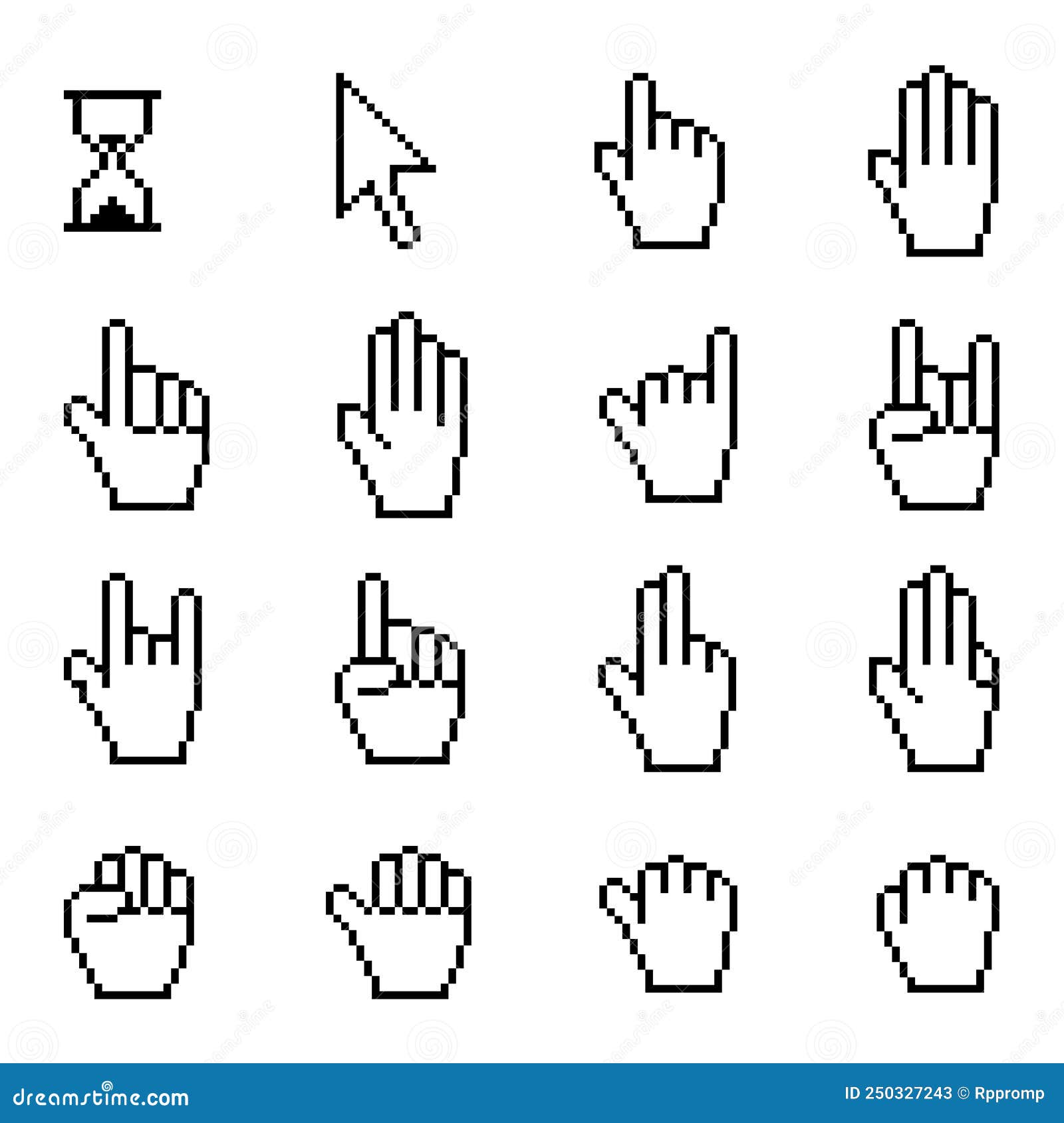 Pixel Cursors stock vector. Illustration of design, arrow - 250327243