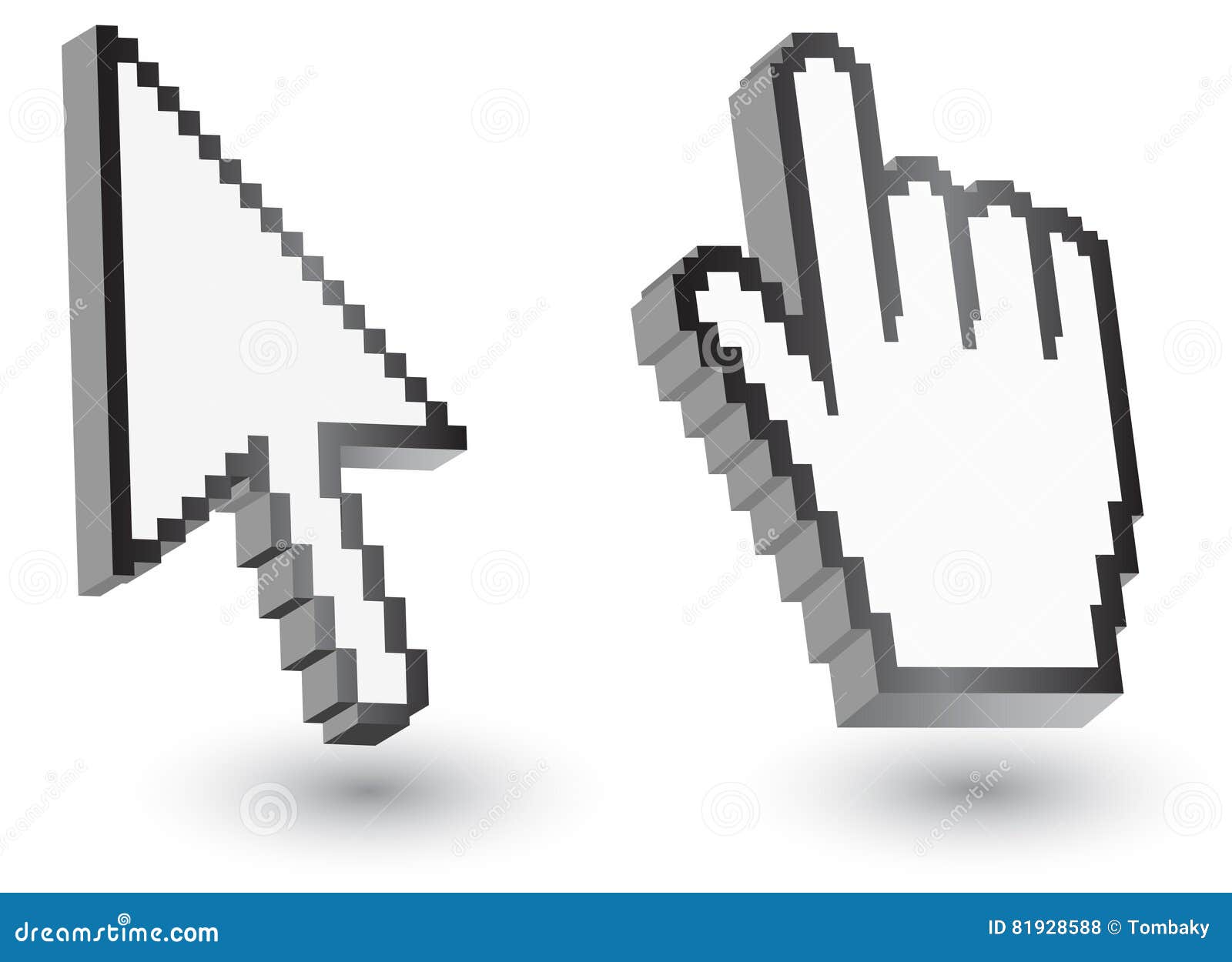 Pixel Cursors Icons: Mouse Hand Arrow. Stock Illustration ...