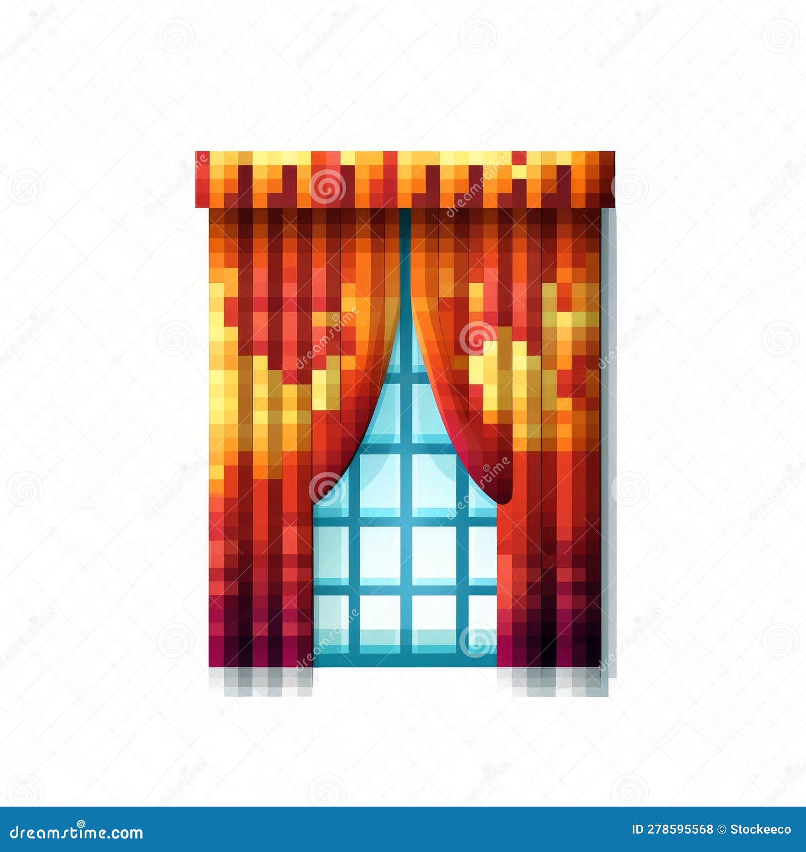 Pixel Art Curtain With Vibrant Colors Royalty-Free Cartoon ...