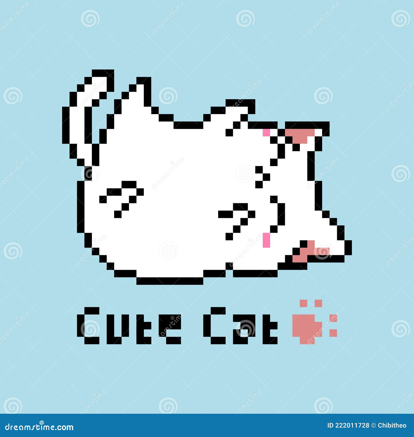 Pixel Cute Cat Image Vector Stock Vector - Illustration of computer ...