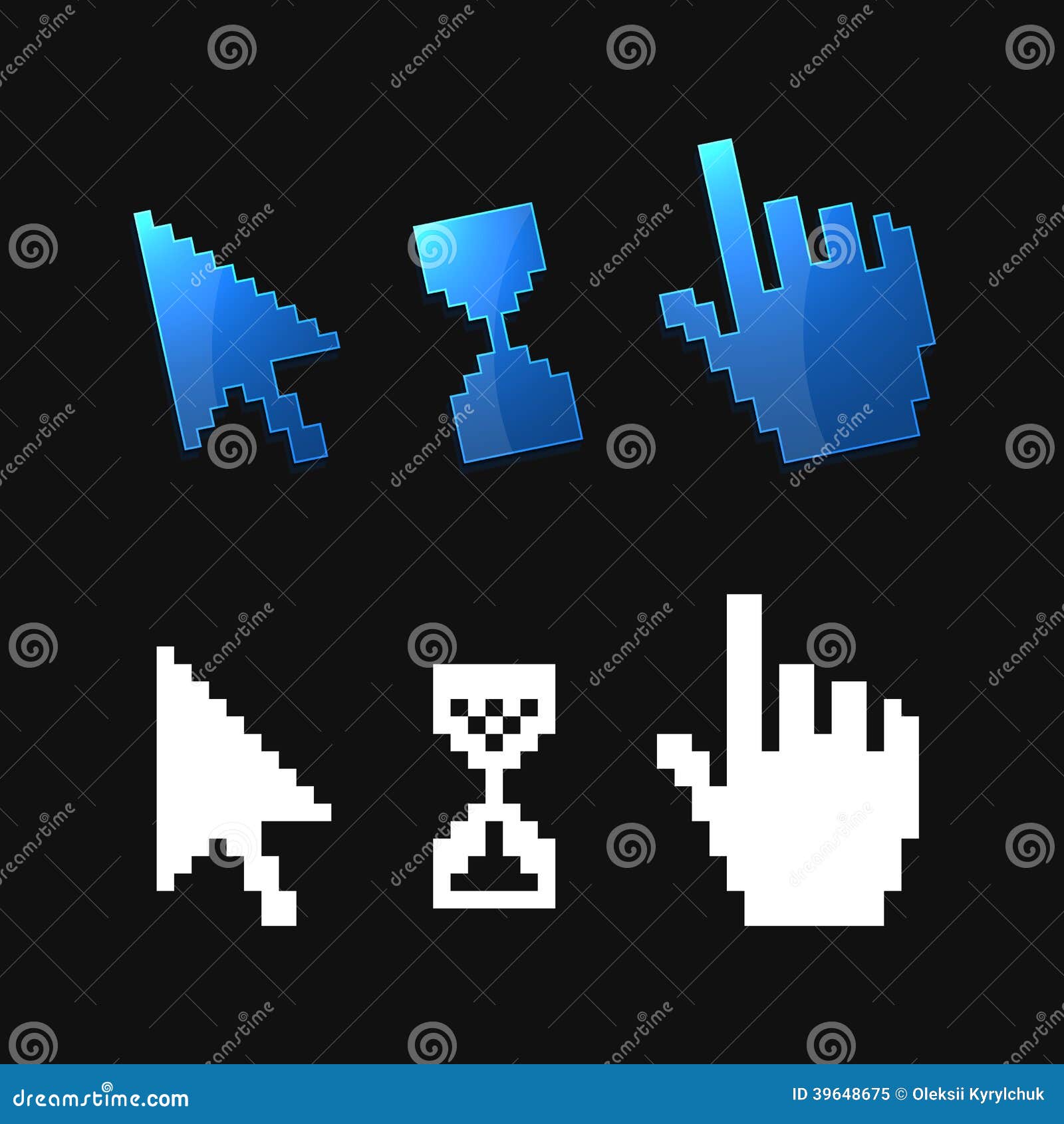 Pixel 3d Cursors Icons Cartoon Vector | CartoonDealer.com #39648675