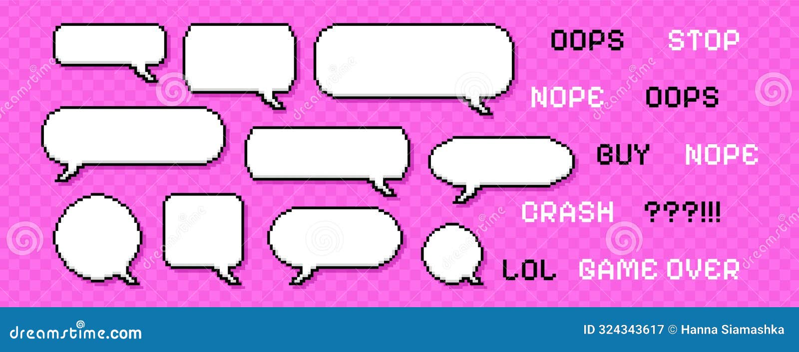 Pixel Dialogue Boxes, Speech Bubbles, Empty Message Frames and Retro ...