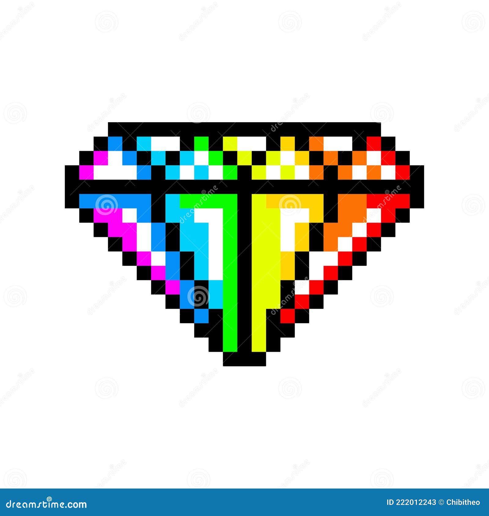 Pixel Diamond Image Isolated Rainbow Color Stock Vector - Illustration ...