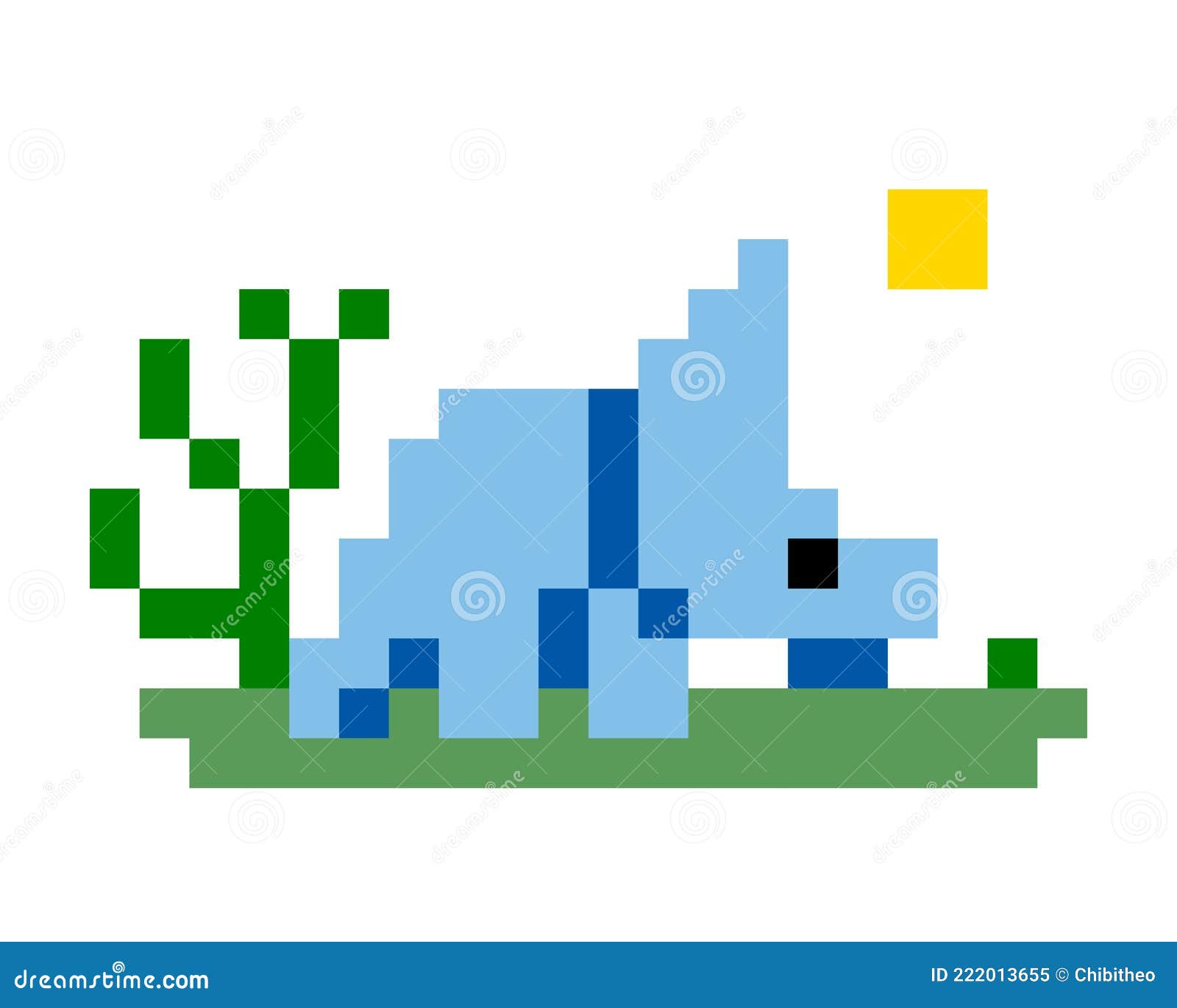 Pixel Art Dinosaur In Nature Cartoon Vector | CartoonDealer.com #176684177