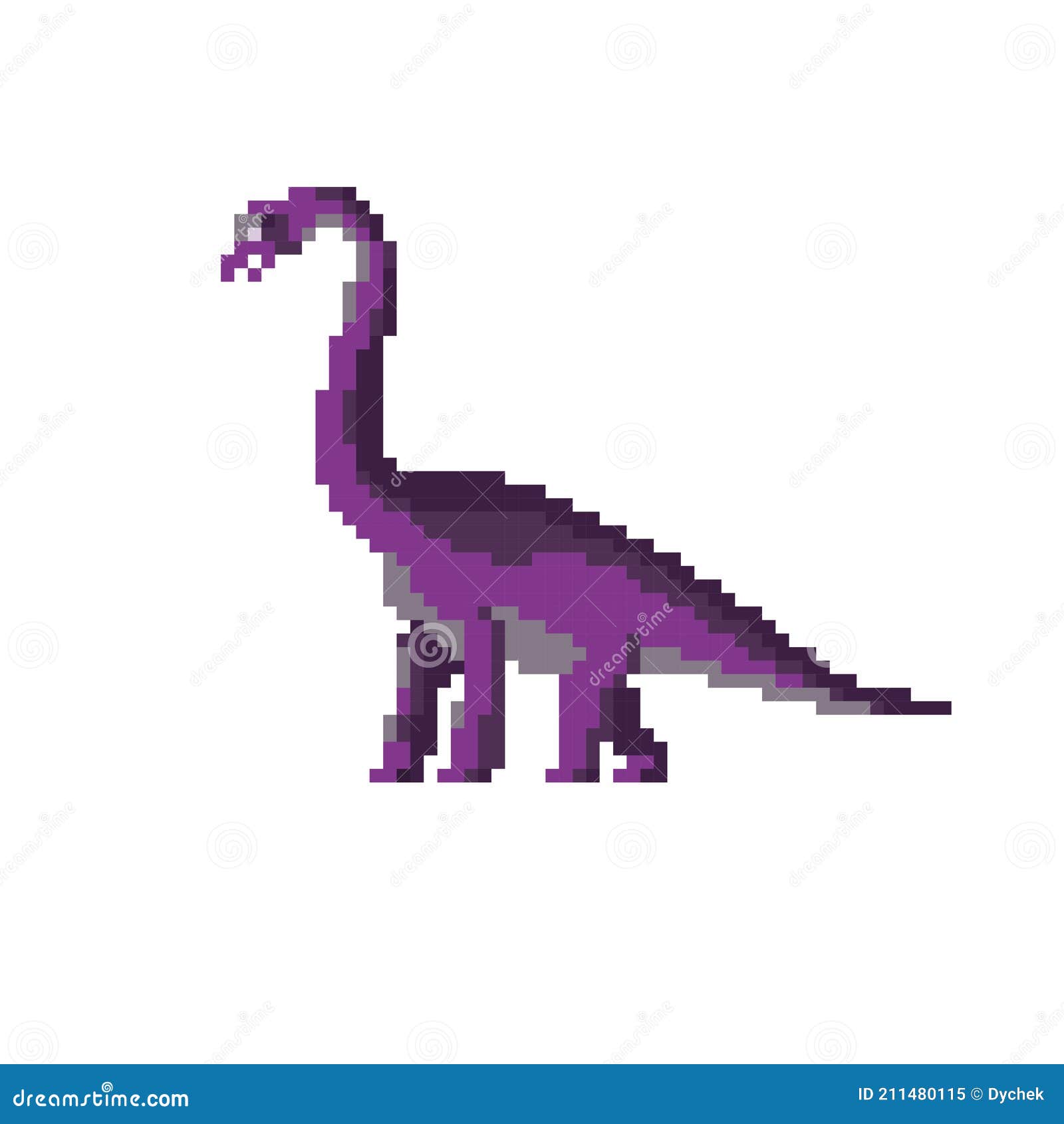 Pixel Dinosaur. Mosaic. Simple Flat Vector Illustration On A White ...