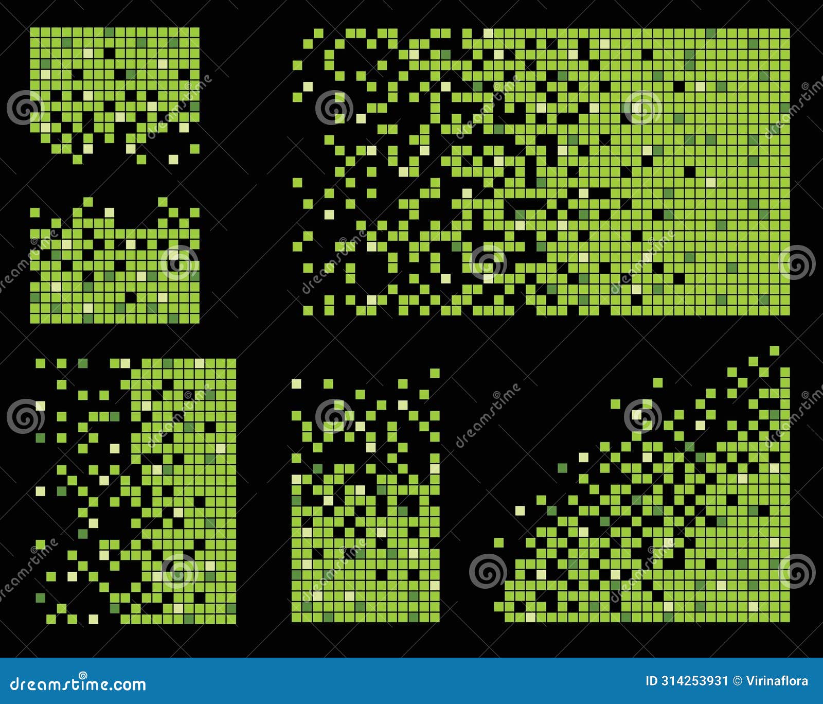 Pixel Disintegration Color Backgrounds. Decay Effect. Dispersed Dotted ...