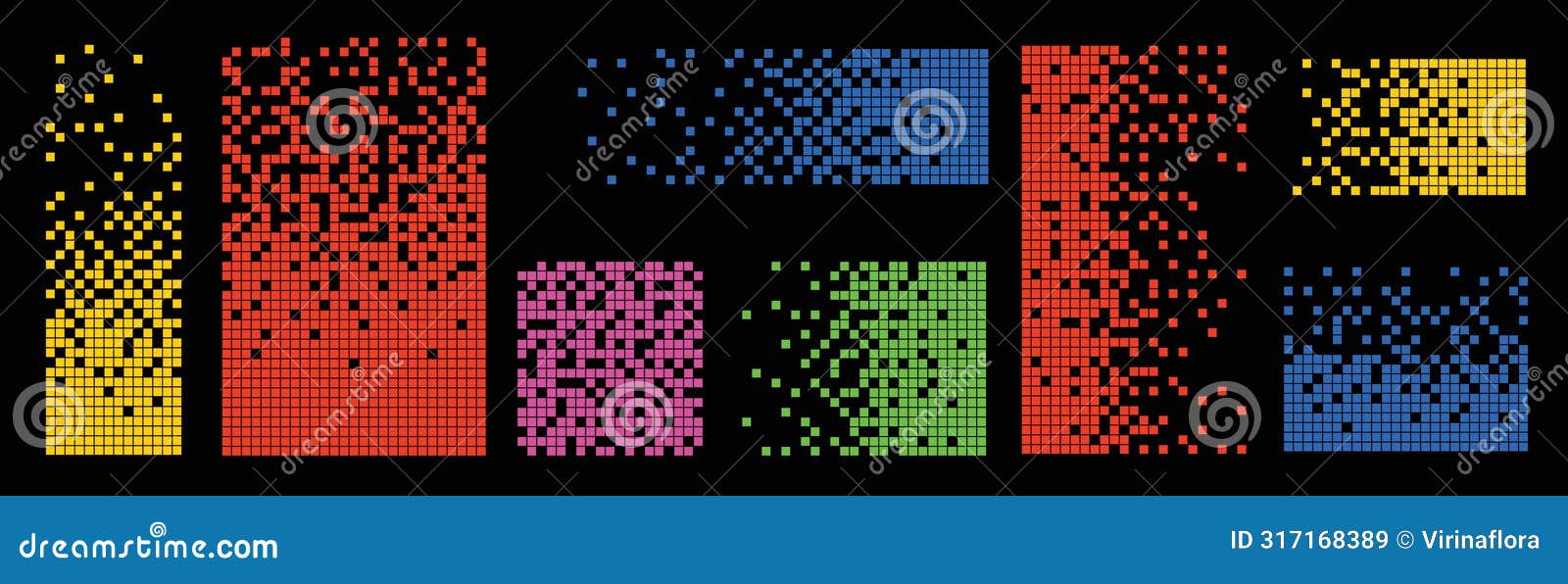 Pixel Disintegration Color Backgrounds. Decay Effect. Dispersed Dotted ...