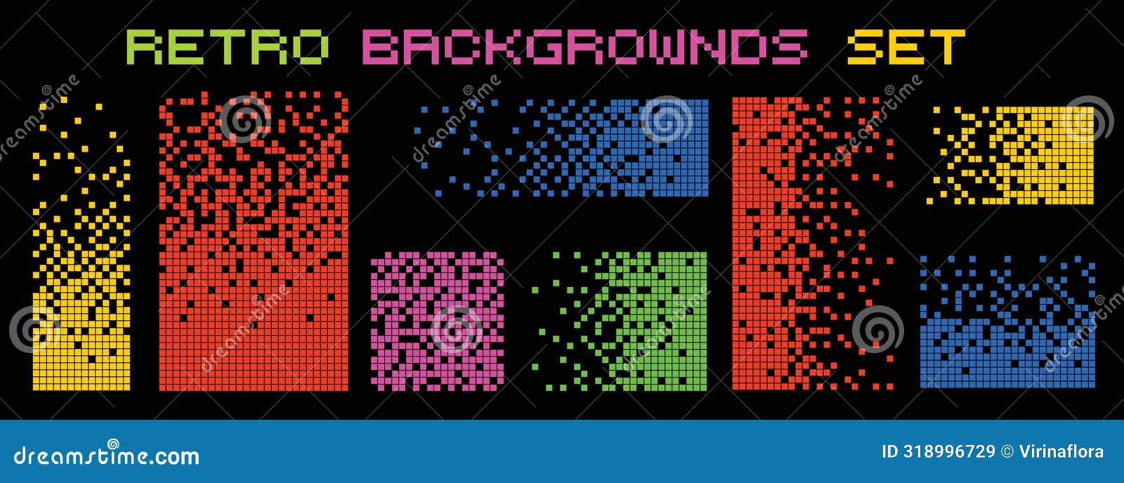 Pixel Disintegration Color Backgrounds. Decay Effect. Dispersed Dotted ...