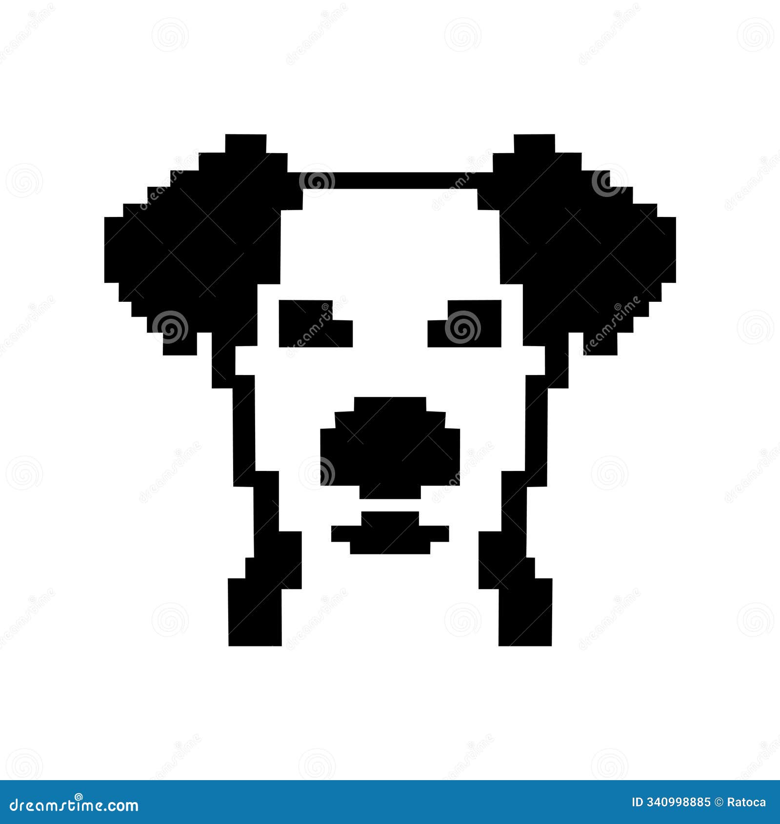 Pixel dog face stock illustration. Illustration of cartoon - 340998885