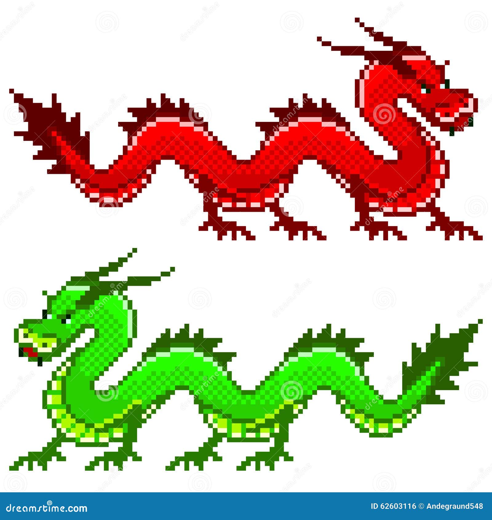 Pixel dragon vector stock vector. Illustration of animal - 62603116