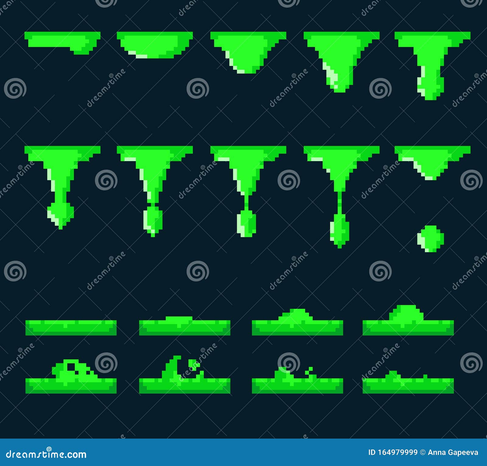 Pixel Drops Toxic Liquid Game Icons Set Stock Vector Illustration Of Concept Creative