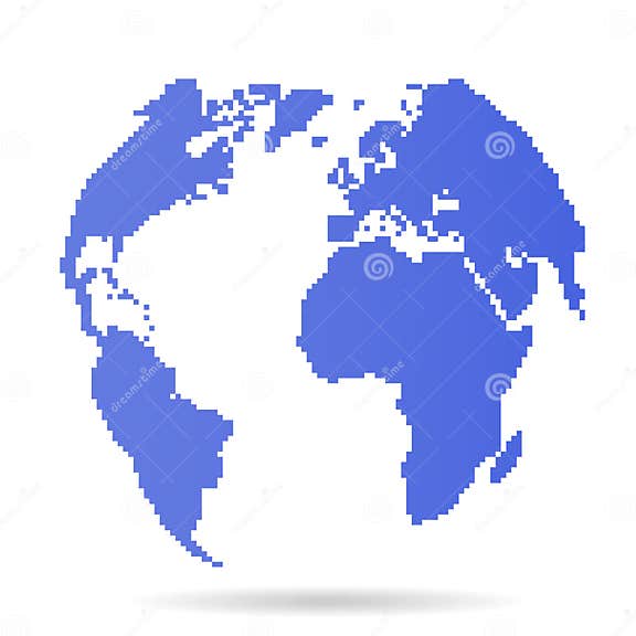 Pixel Earth Globe 8 Bit Globe Stock Vector - Illustration of ...