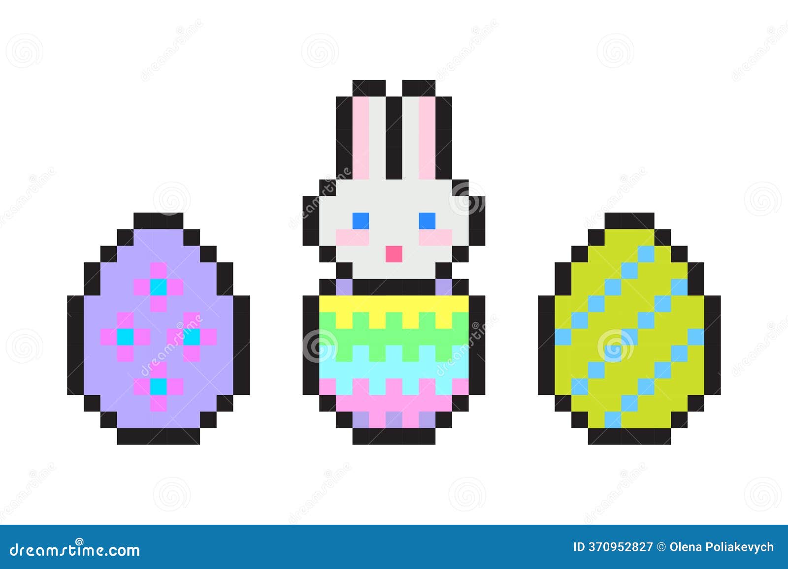 Pixel 8 Bit Easter Bunny. Pixel Art Arcade Game Icon, Painted Chicken ...