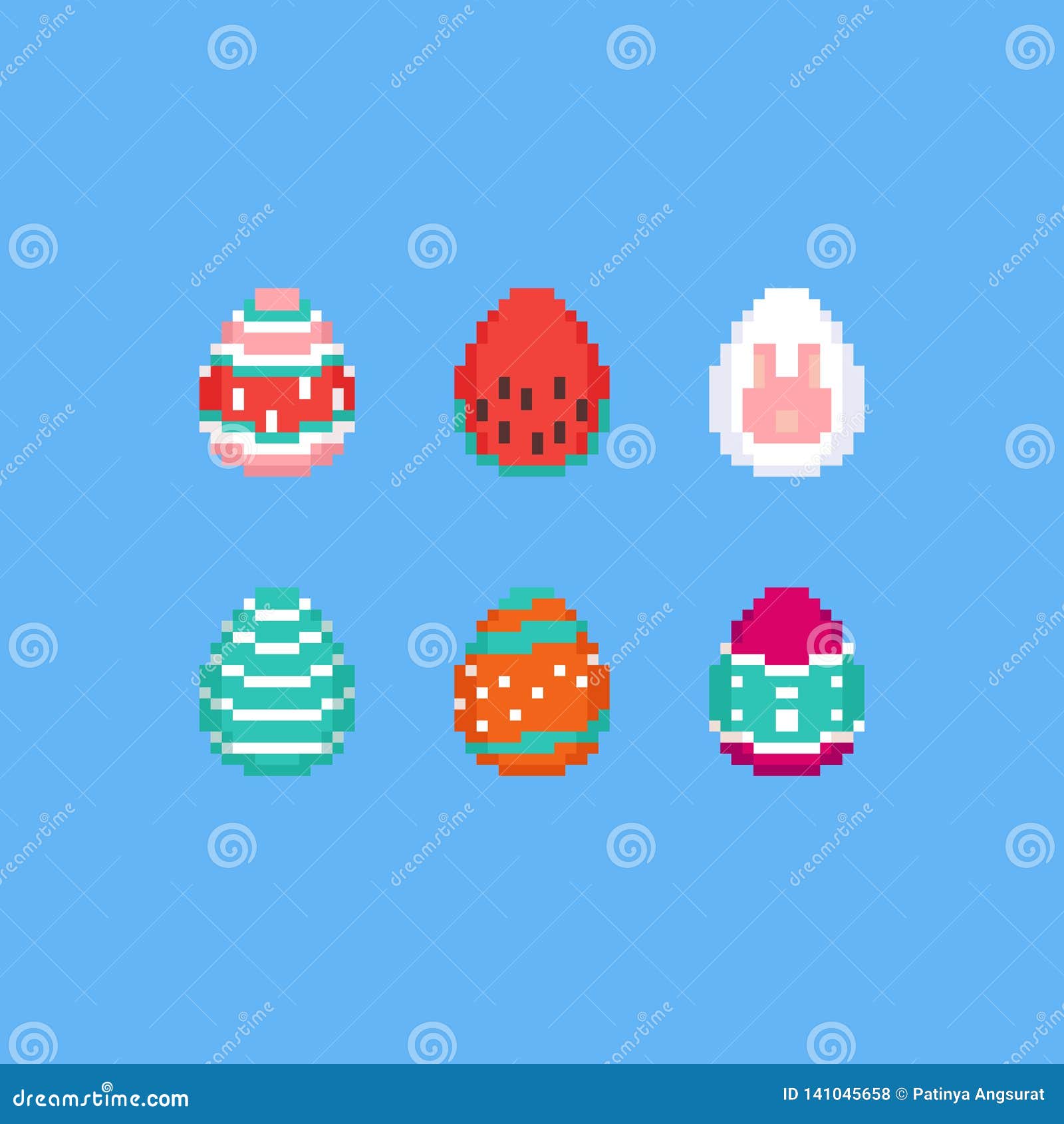 Pixel Easter Egg Set.Easter Day.8bit. Stock Vector - Illustration of ...