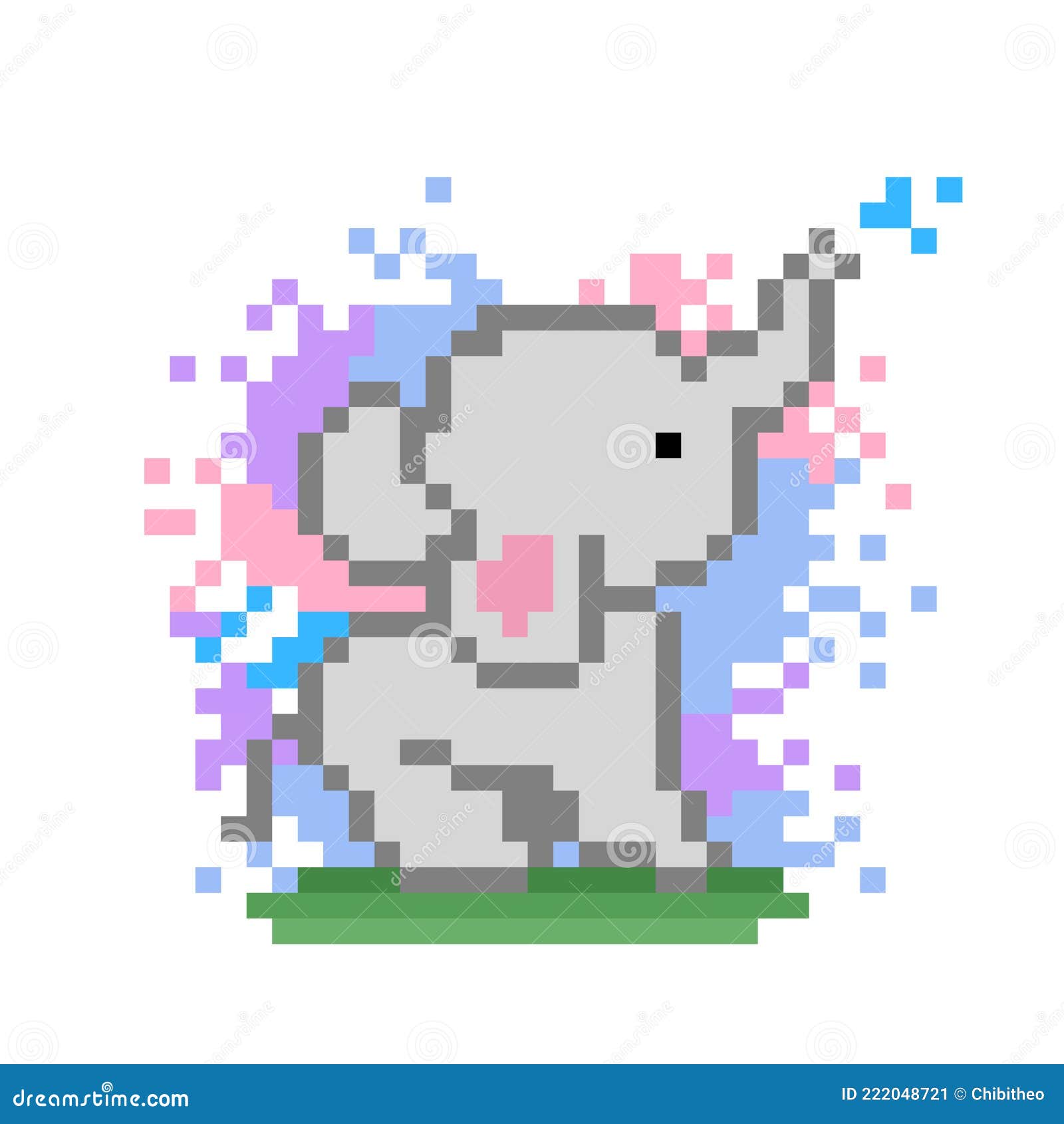Pixel Art Elephant Vector Illustration | CartoonDealer.com #57556496