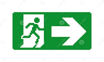 Pixel Emergency Exit Sign. Vector Illustration Stock Vector ...