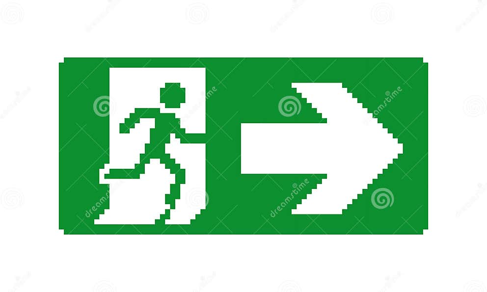 Pixel Emergency Exit Sign. Vector Illustration Stock Vector ...