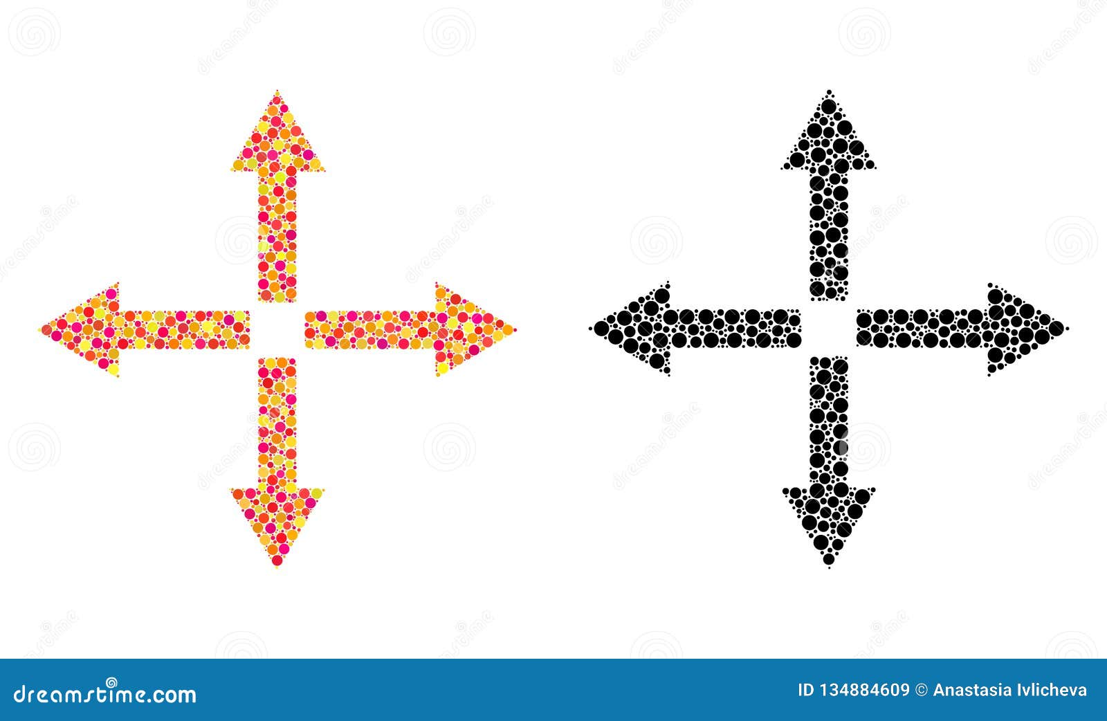 Pixel Art Expand Arrows In Black. Minimalistic Four Arrows Pointing ...