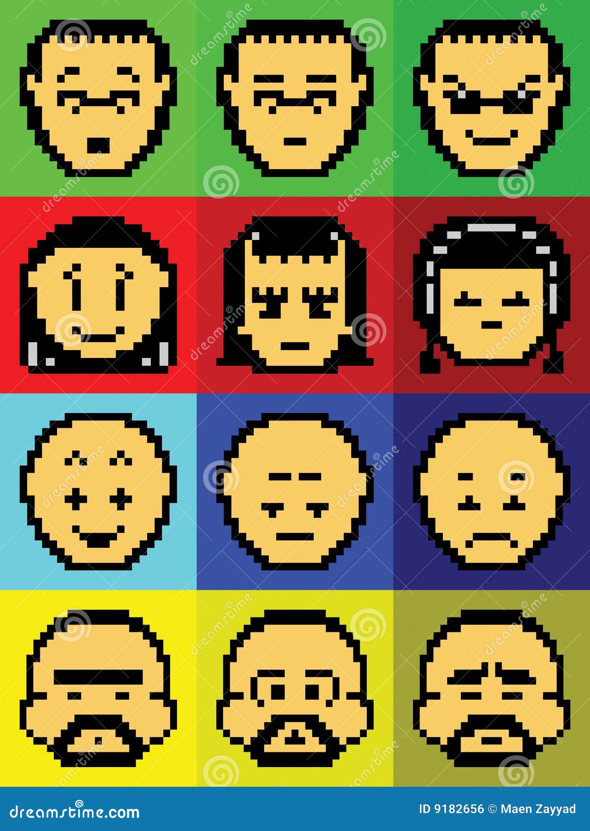 Pixel Faces Royalty-Free Stock Image | CartoonDealer.com #9182656