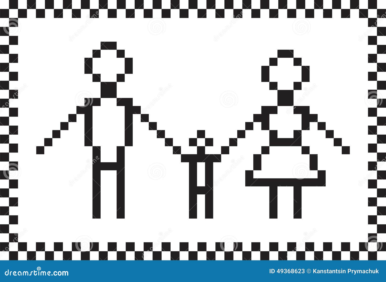 Pixel Family Set. Vector Illustration Stock Vector - Illustration of ...