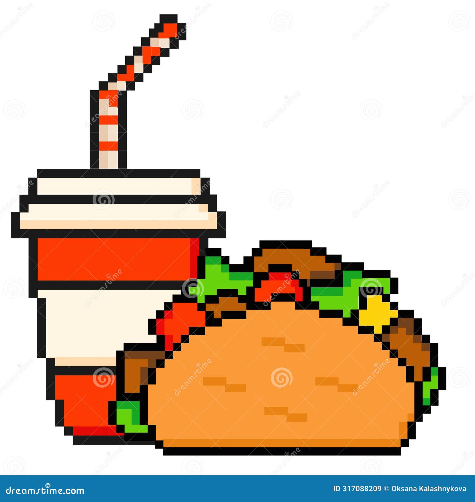 Tacos Pixel Art Isolated On White Background. Mexican Fast Food ...