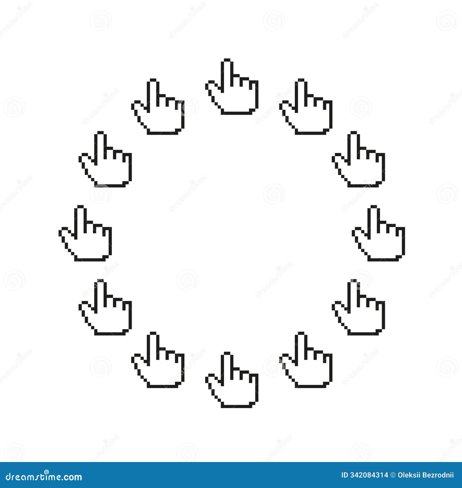 Pixel finger circle frame. stock illustration. Illustration of round ...