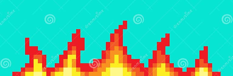 Pixel Fire. Art 8 Bit Fire Objects. Game Icons Set. Comic Boom Flame ...