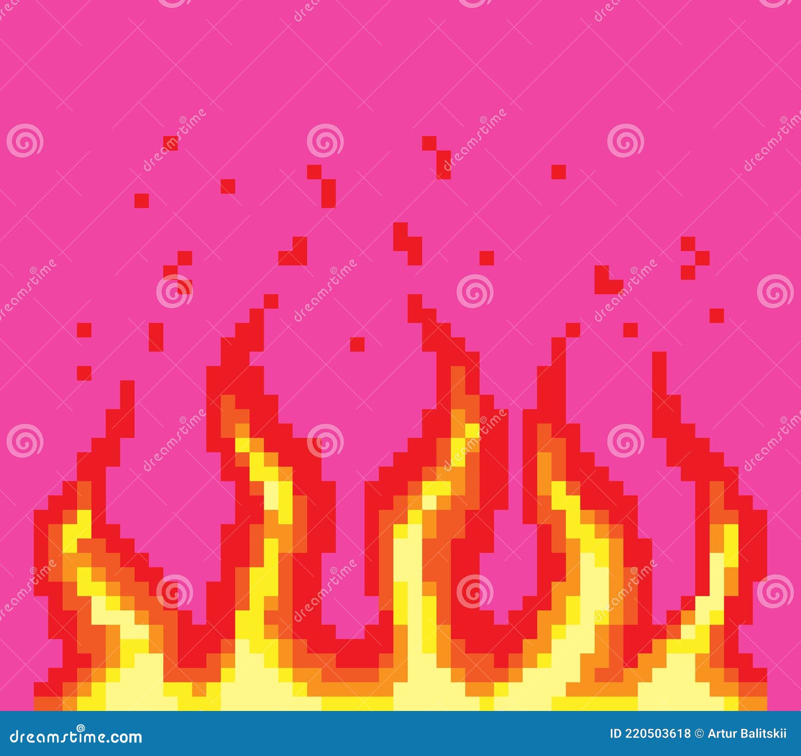 Pixel Fire. Art 8 Bit Fire Objects. Game Icons Set. Comic Boom Flame ...